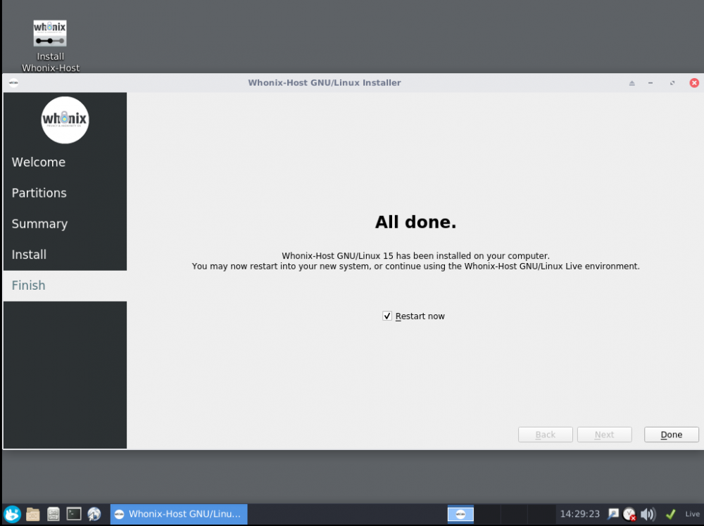 Whonix-Host Operating System Live ISO, Whonix-Host Installer