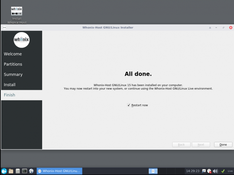 Whonix-Host Operating System Live ISO, Whonix-Host Installer