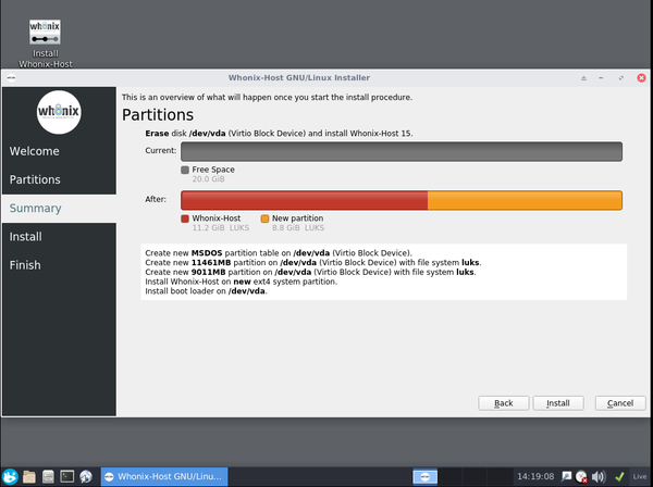 Whonix-Host Operating System Live ISO, Whonix-Host Installer